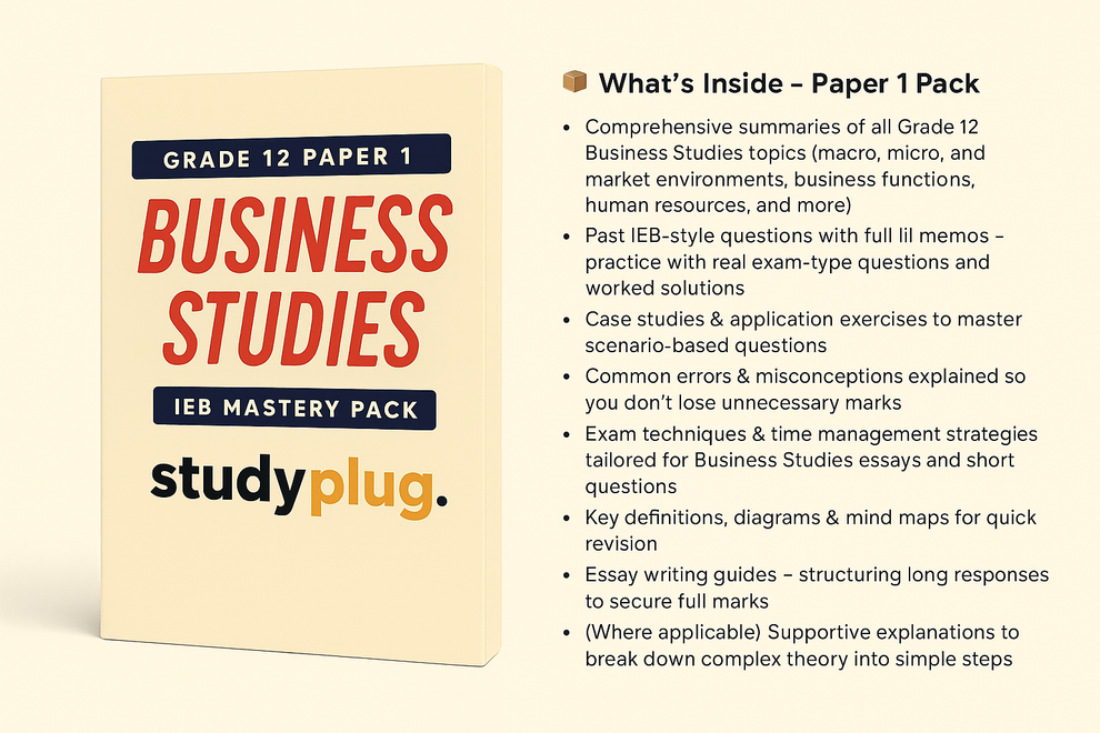 Grade 12 Business Studies - Study Guide 2025 – StudyPlug
